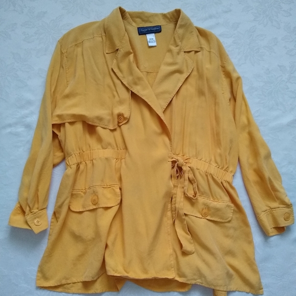 Vintage | Jackets & Coats | Silk Utility Field Yellow Marigold Trench ...